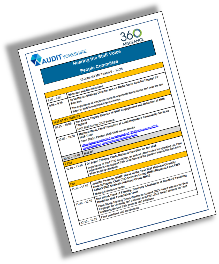Hearing the Staff Voice (People Committee) – Welcome to 360 Assurance